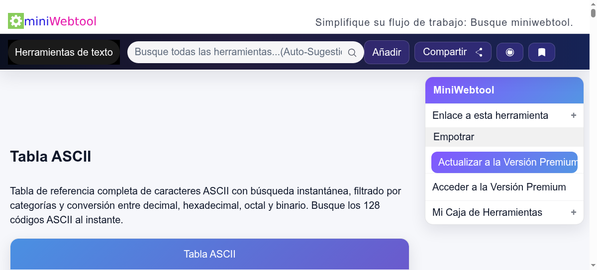 Tabla ASCII - Gráfico ASCII interactivo con códigos decimales ...