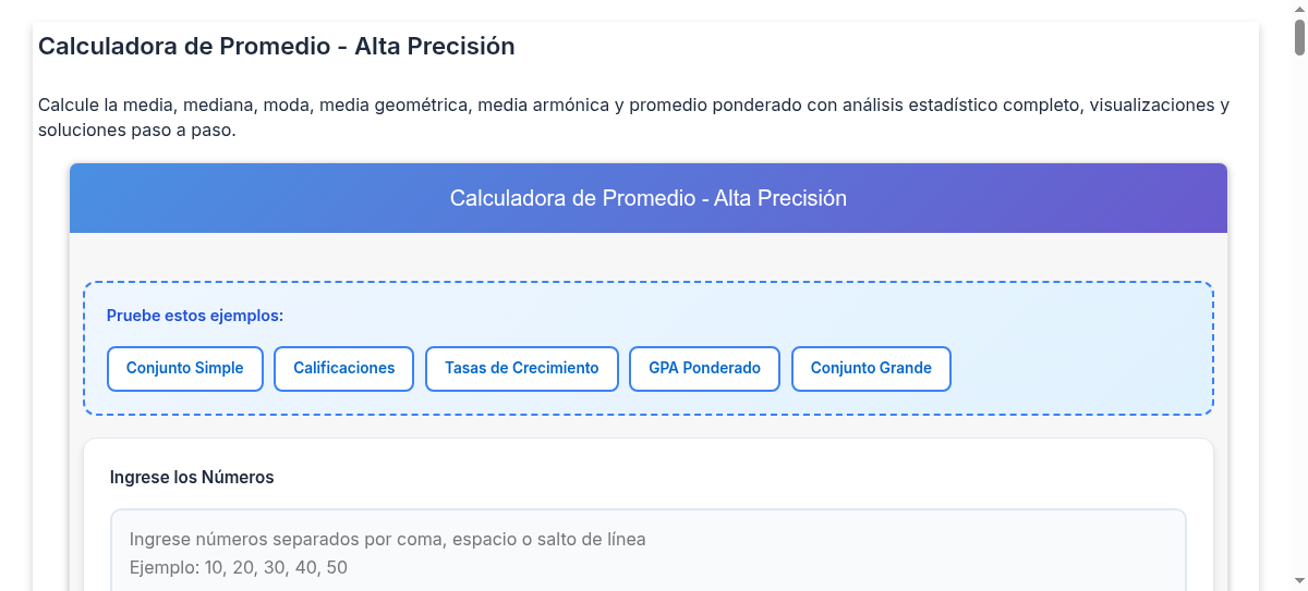 Calculadora de Promedio: Media, Mediana, Moda y más con Análisis ...