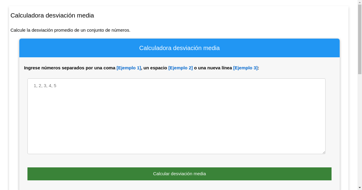 Calculadora desviación media - Calcular DMA