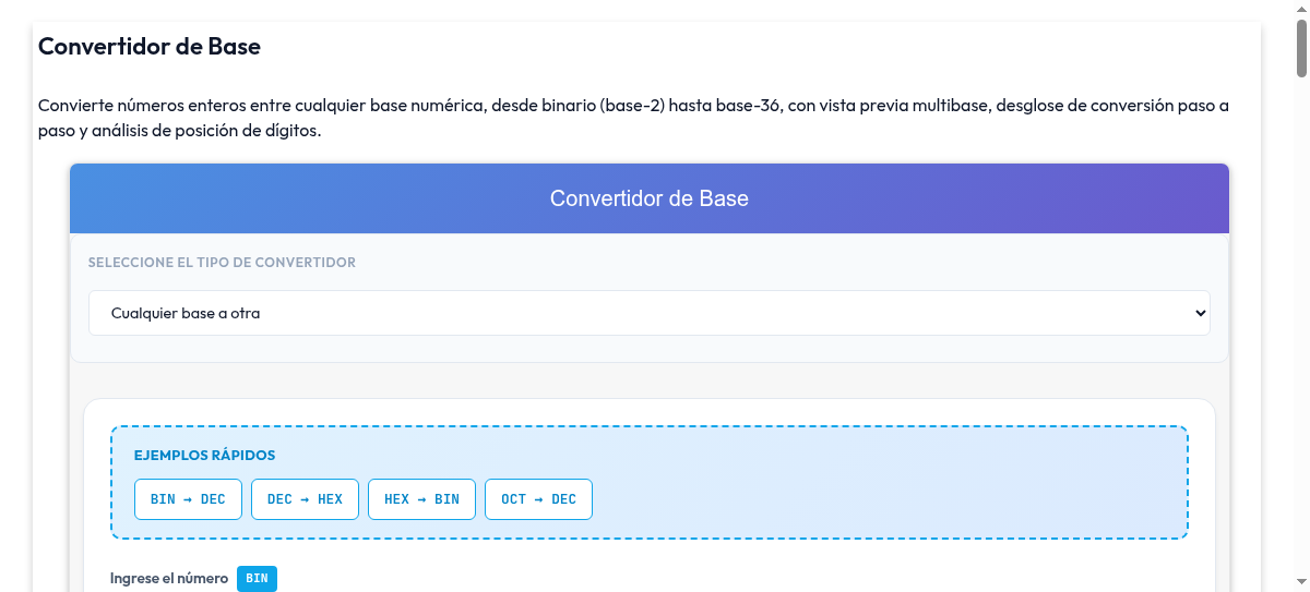 Convertidor de Base - Convierte números entre cualquier base (2-36) con ...