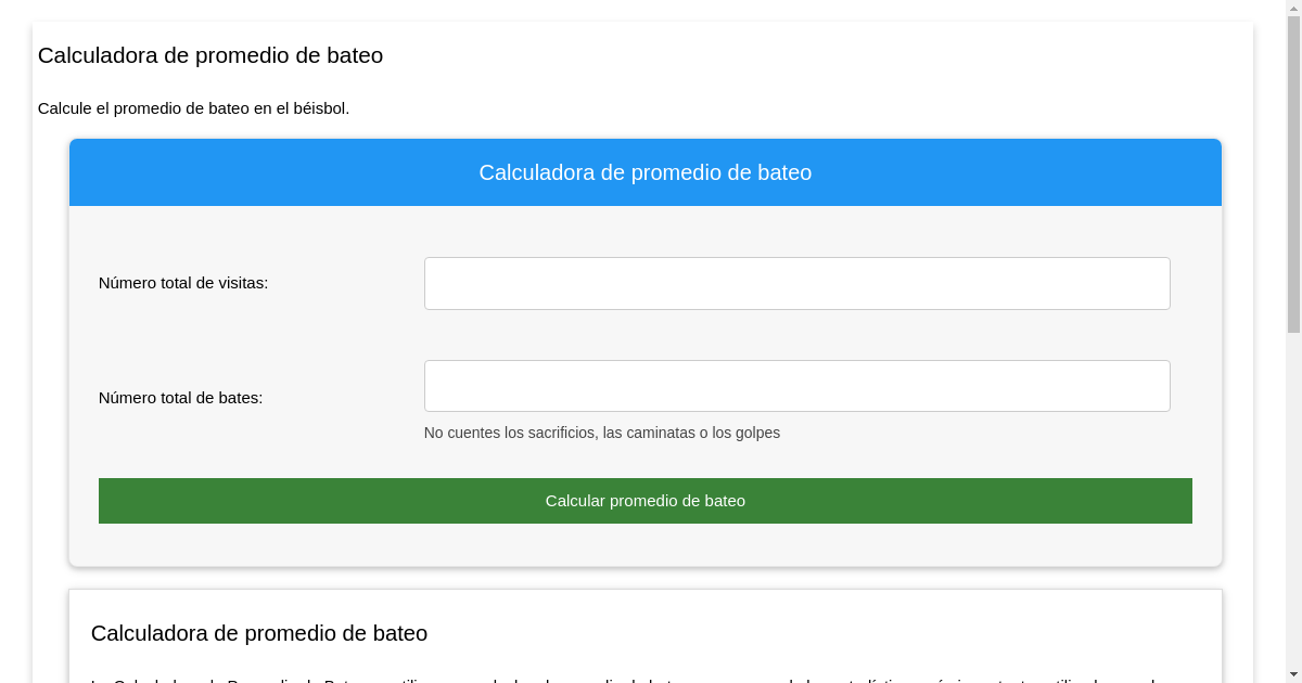 Calculadora de Promedio de Bateo - Calcular el Promedio de Bateo en ...