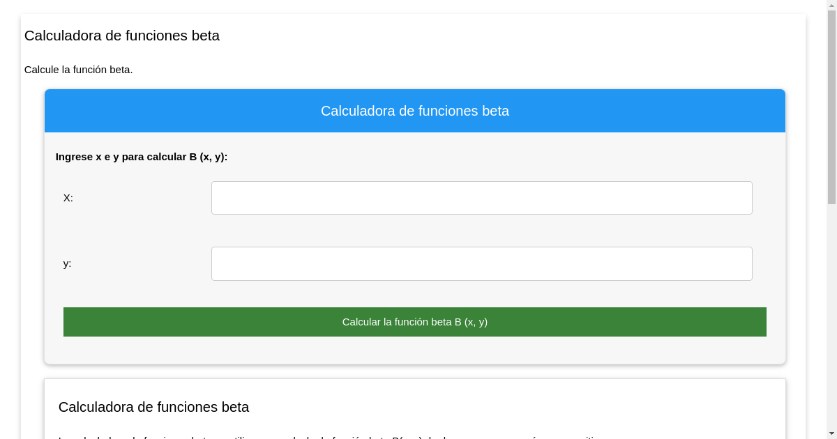 Calculadora de funciones beta