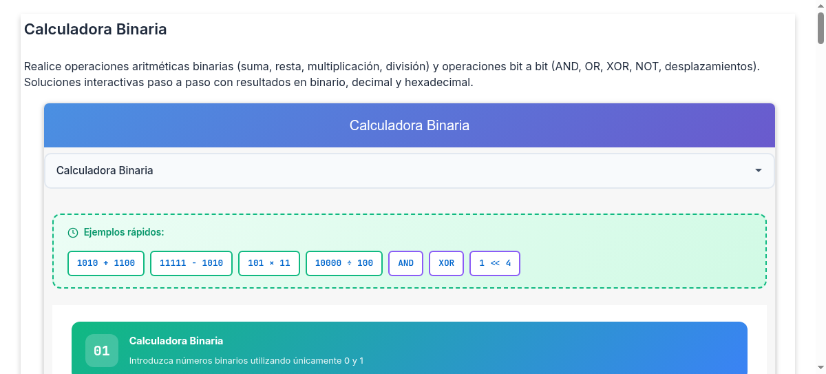 Calculadora Binaria - Suma, Resta, Multiplicación y División con ...