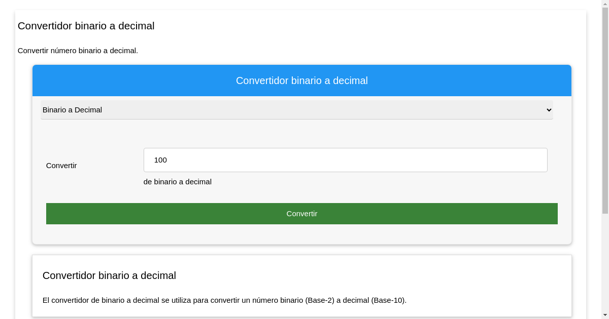 Convertidor binario a decimal | Herramienta de conversión de binario y ...