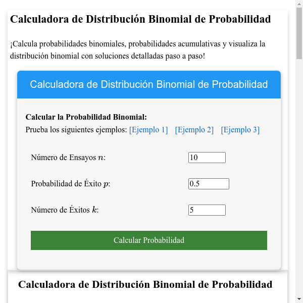 Probabilidad Binomial Distribución Binomial: Ejercicios 1