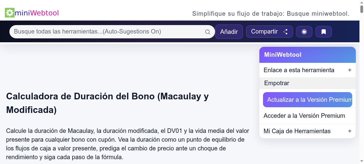 Calculadora de Duración del Bono (Macaulay y Modificada) - DV01 ...