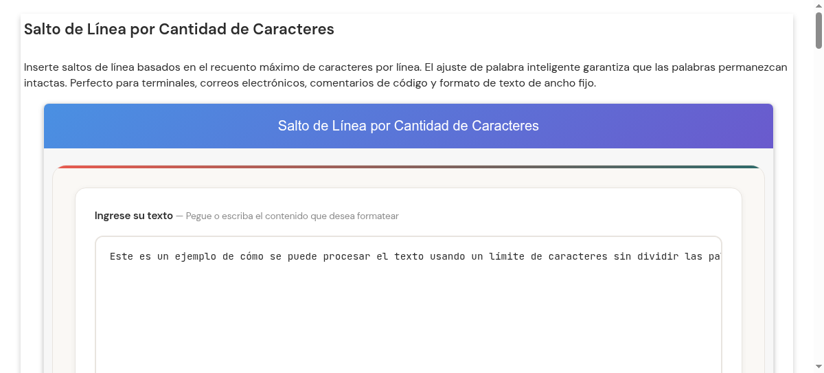 Salto de Línea por Cantidad de Caracteres - Ajuste de Texto Inteligente