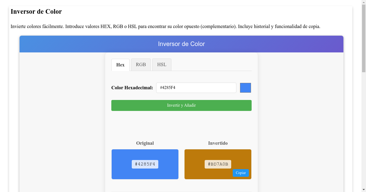 Herramienta Gratuita Online de Inversión de Color - Invierte Colores ...
