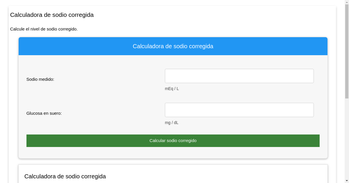 Calculadora de sodio corregida