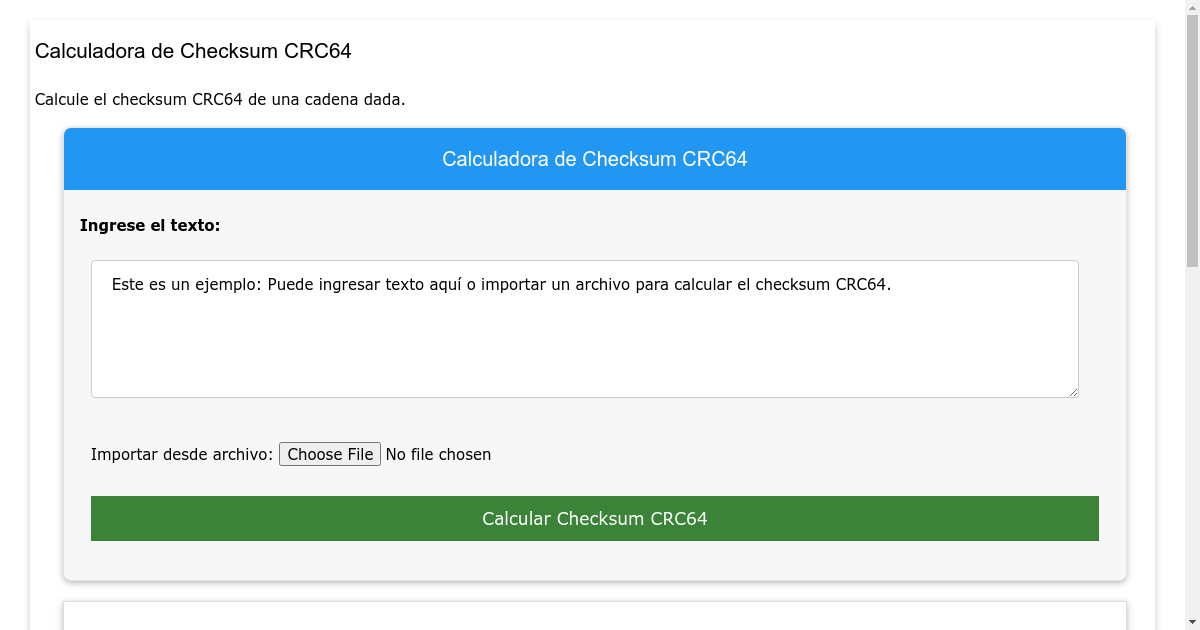 Calculadora de Checksum CRC64