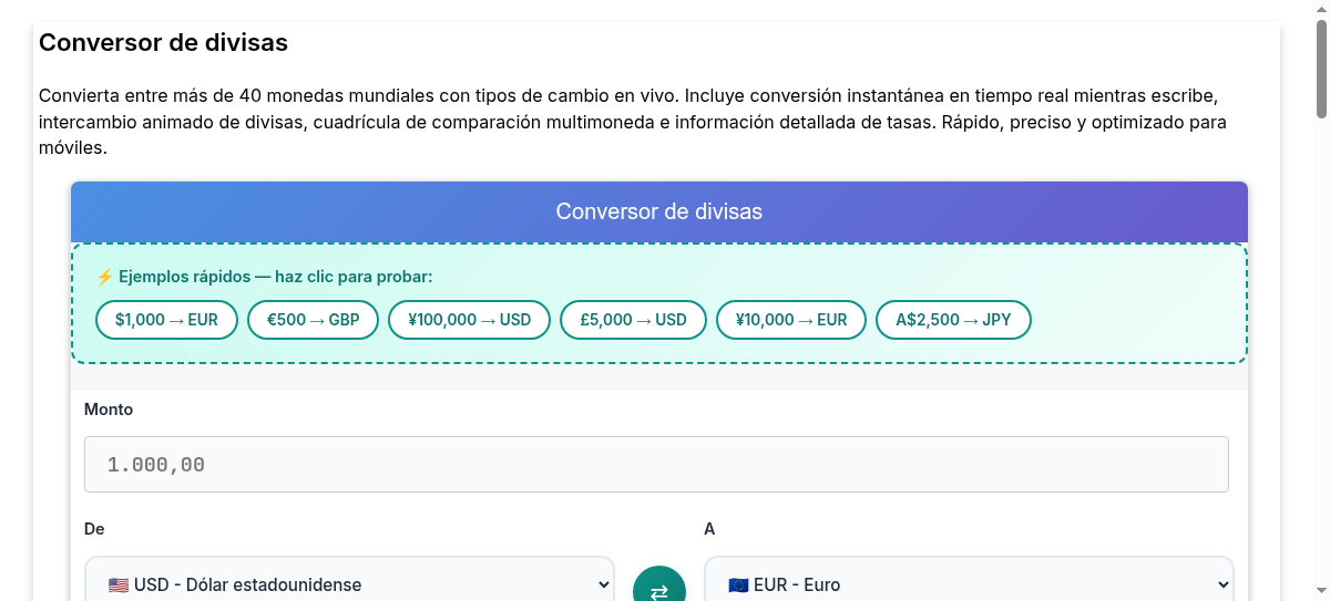Conversor de divisas - Calculadora de tipos de cambio en vivo con más ...