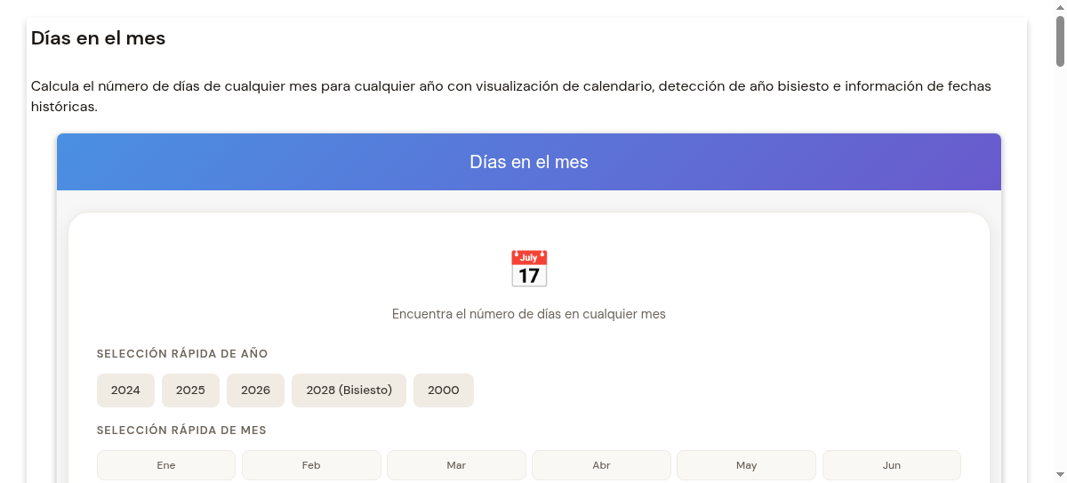 Calculadora de días en el mes - Encuentra los días de cualquier mes y ...