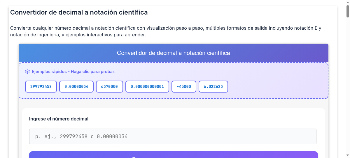 Convertidor de decimal a notación científica - Conversión con desglose ...