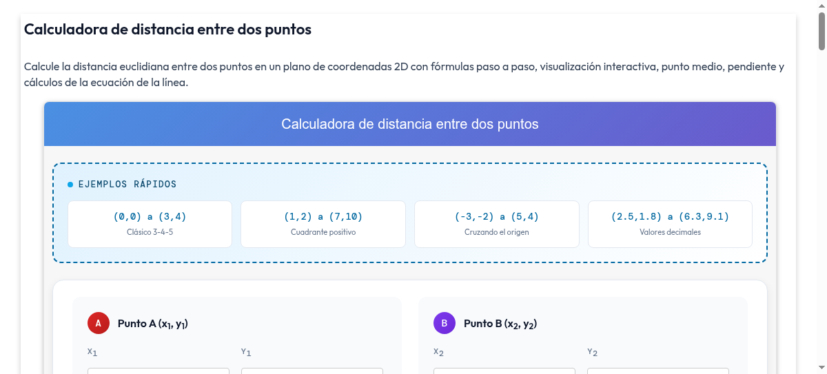 Calculadora de distancia entre dos puntos - Distancia euclidiana con ...
