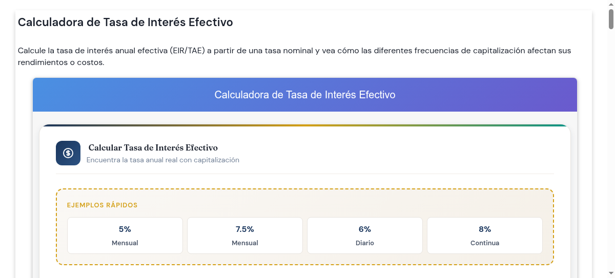 Calculadora de Tasa de Interés Efectivo - Calculadora de TAE/Tasa ...