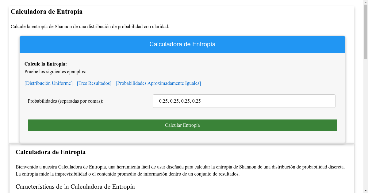 Calculadora de Entropía con Explicación Paso a Paso
