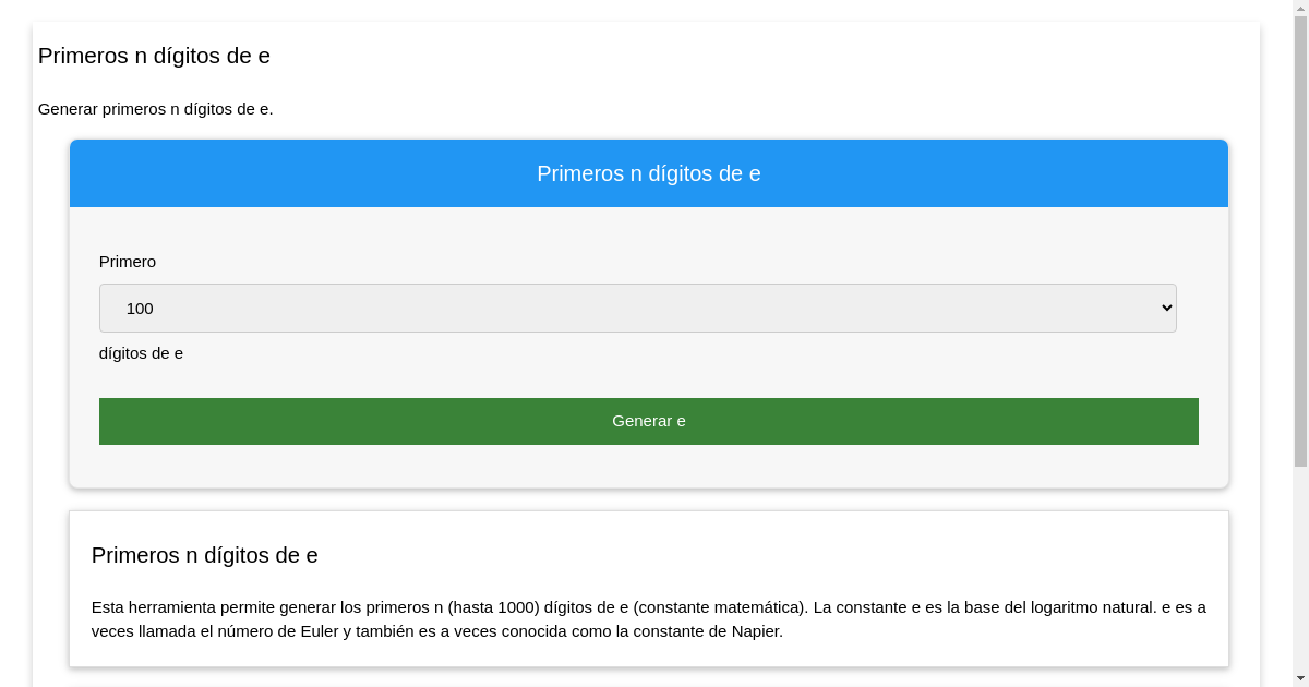 Primeros n dígitos de e - Explore el número de Euler con análisis ...