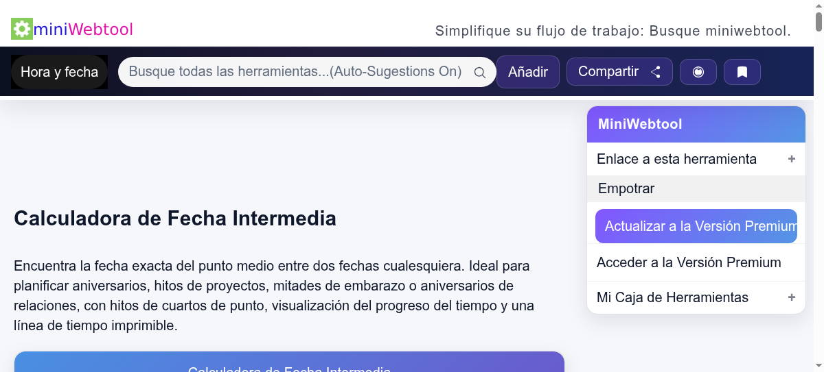 Calculadora de Fecha Intermedia - Encuentra el Punto Medio Entre Dos Fechas