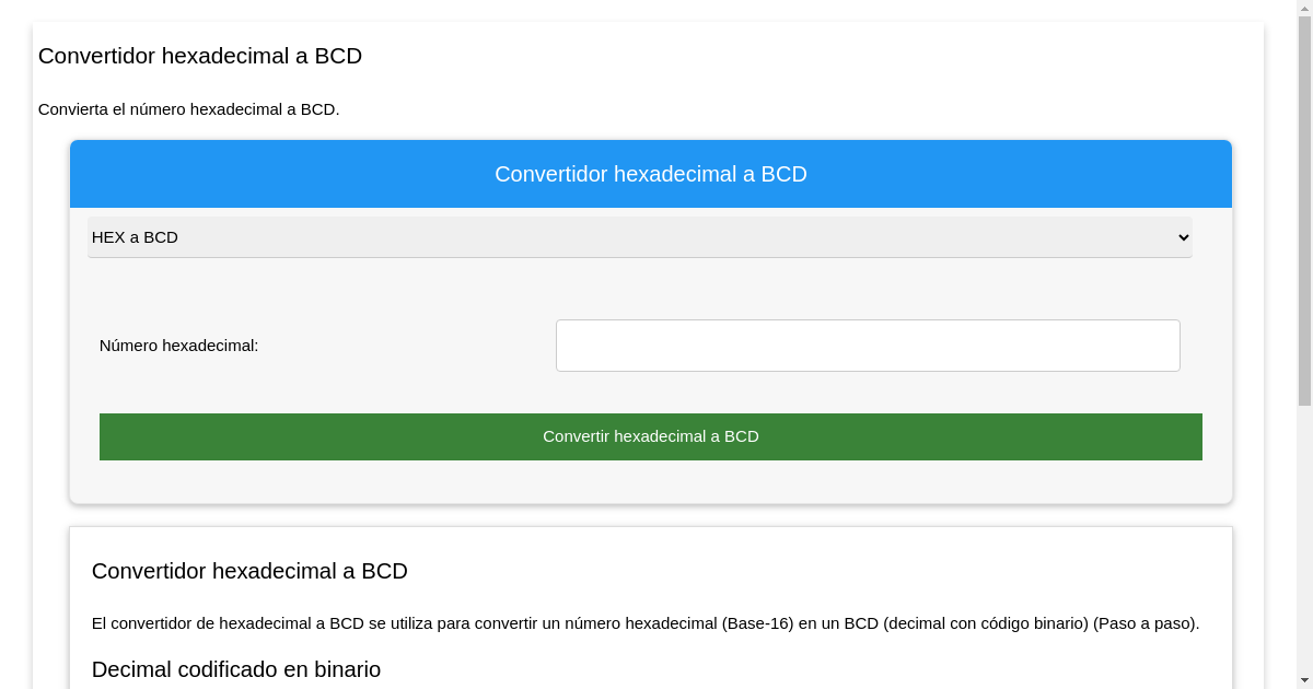Convertidor hexadecimal a BCD - Convertir hexadecimal a decimal ...