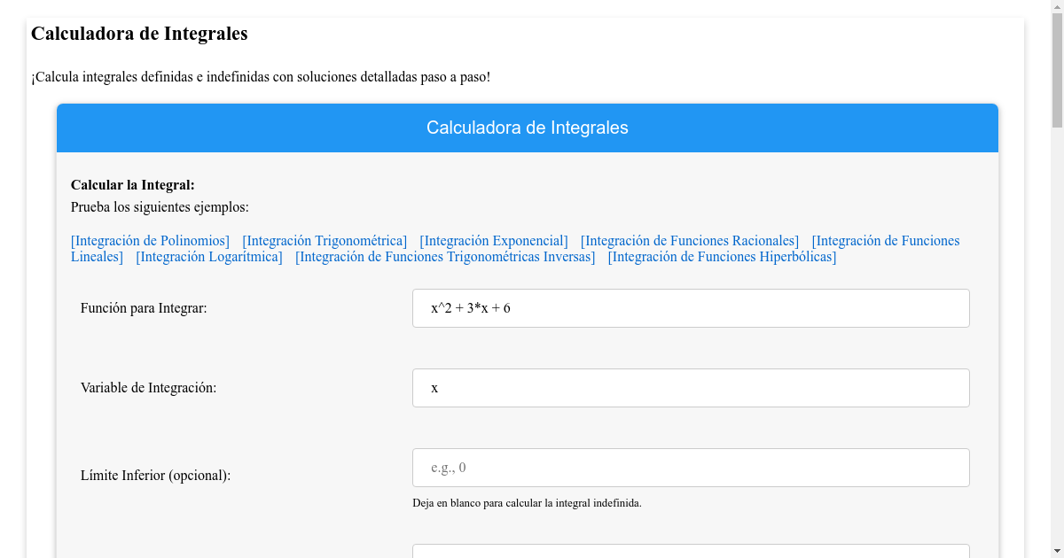 Calculadora de Integrales con Soluciones Paso a Paso