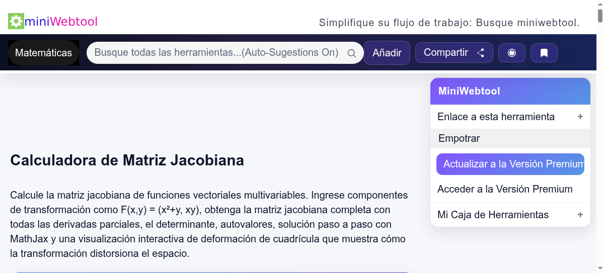 Calculadora de Matriz Jacobiana - Calcular Jacobiano, Determinante y ...
