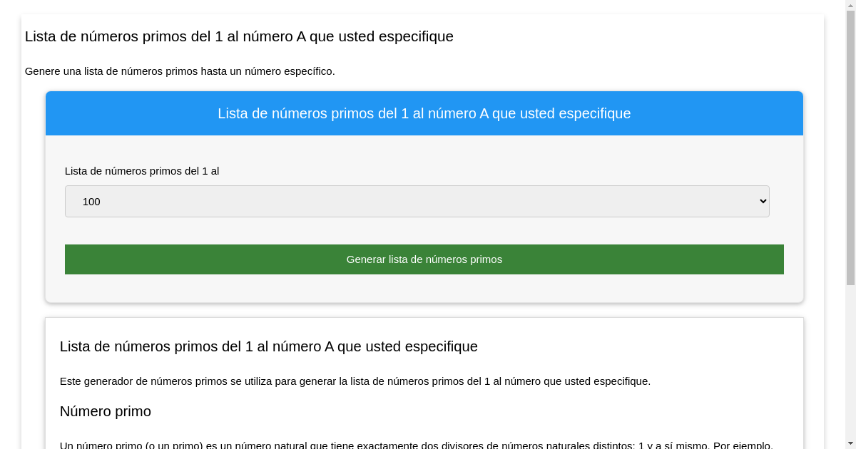 Lista de números primos del 1 al 10