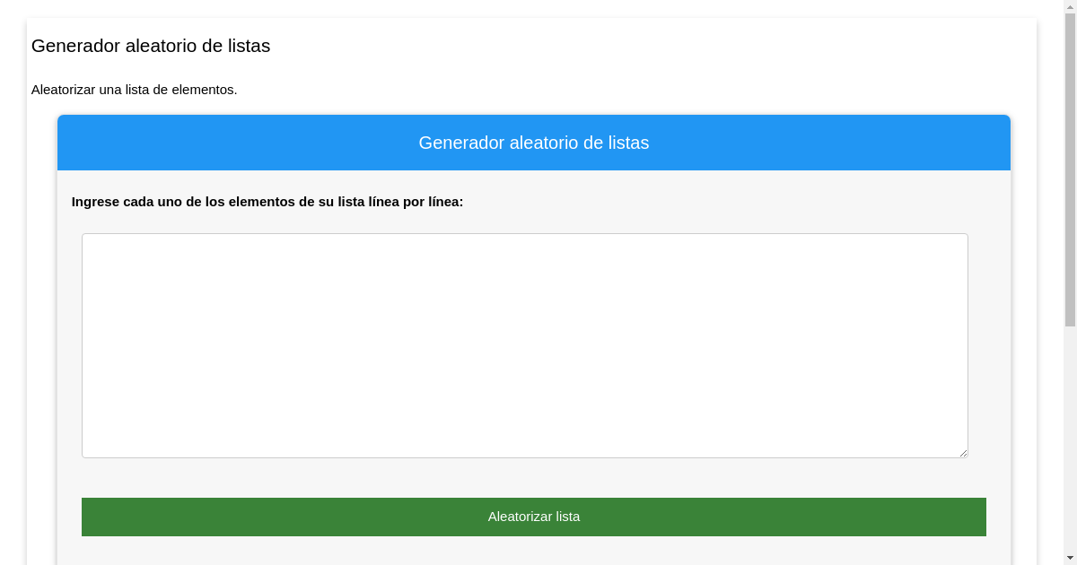 Generador aleatorio de listas