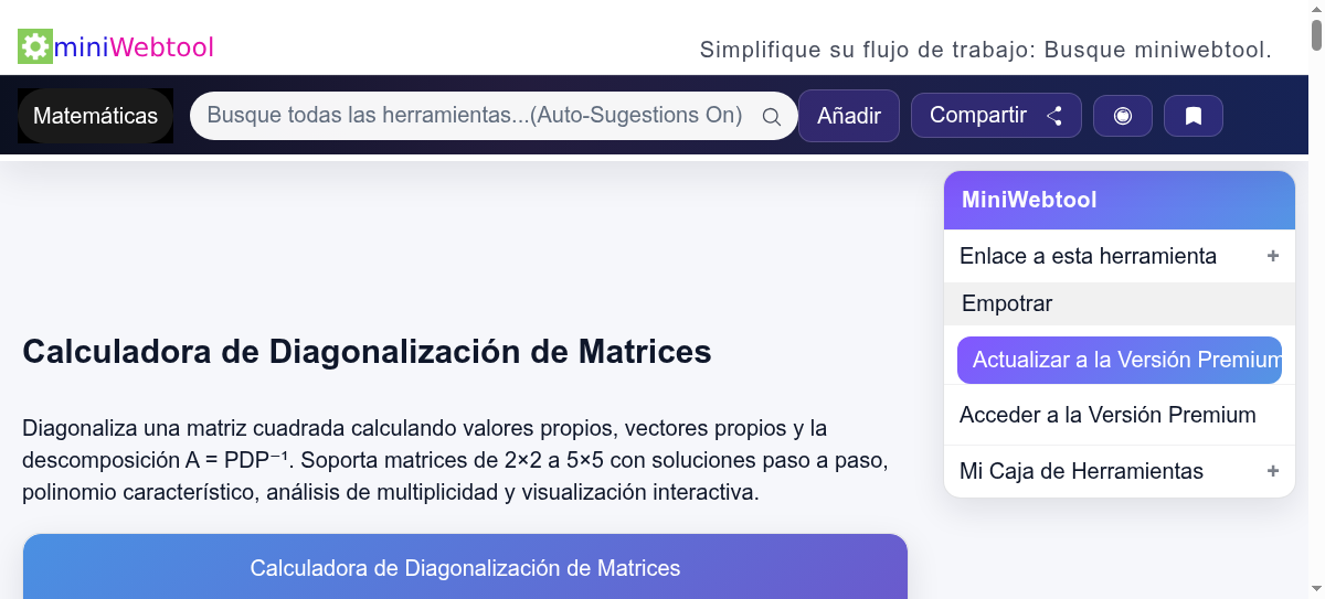 Calculadora de Diagonalización de Matrices - Encuentra P, D, P⁻¹ paso a ...