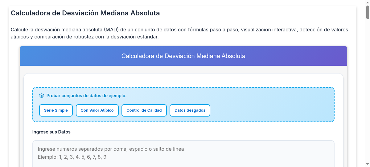 Calculadora de Desviación Mediana Absoluta - Calculadora MAD con ...