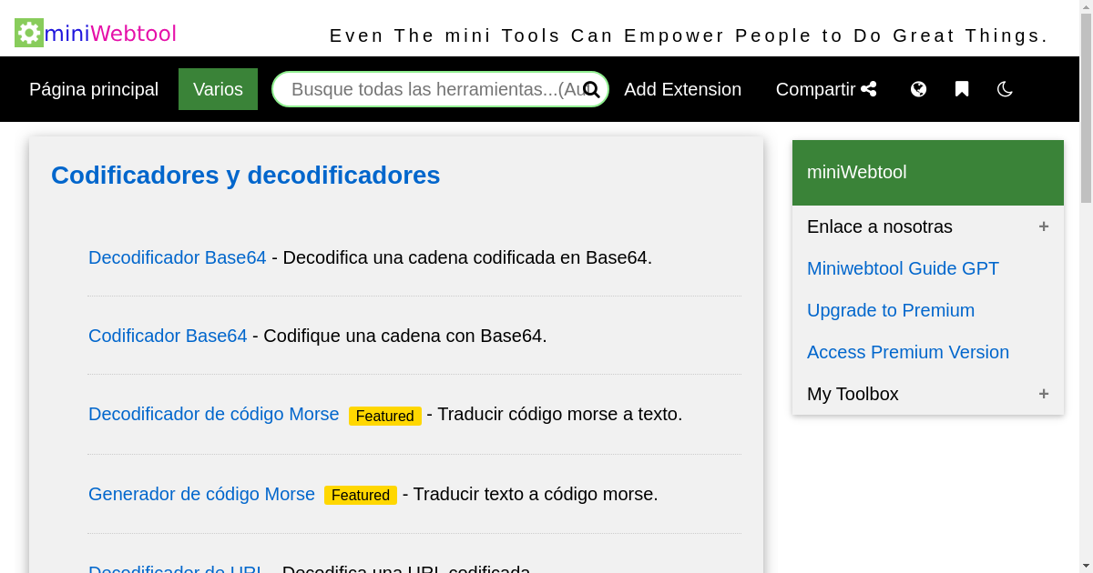 Herramientas gratuitas y calculadora - Codificadores y decodificadores