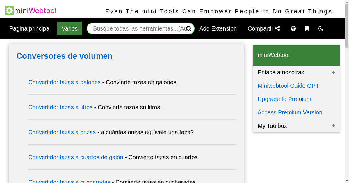 Herramientas gratuitas y calculadora - Conversores de volumen