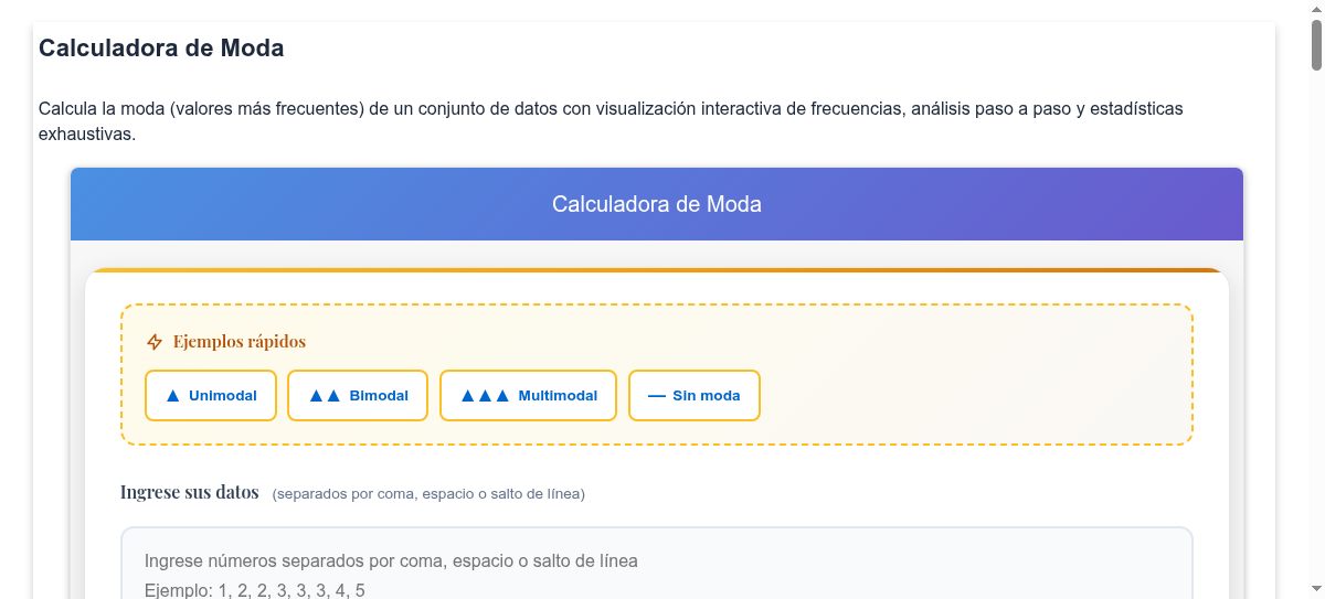 Calculadora de Moda - Encuentra los valores más frecuentes con ...