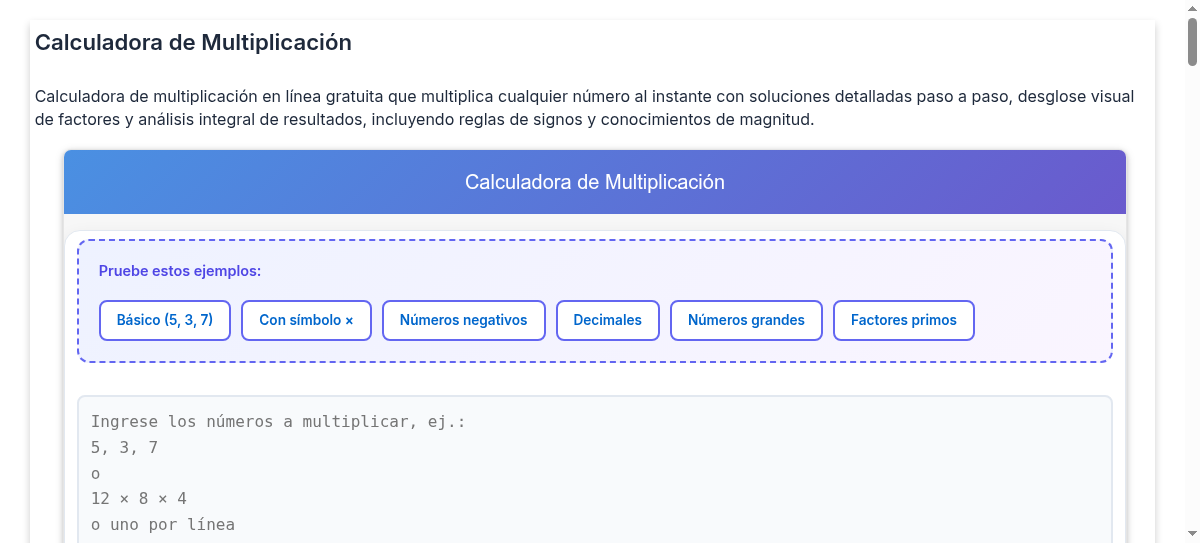 Calculadora de Multiplicación - Multiplica Números con Soluciones Paso ...