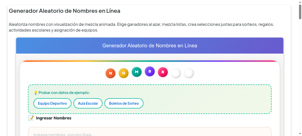 Generador Aleatorio de Nombres en Línea - Sorteo de Nombres, Mezclador ...