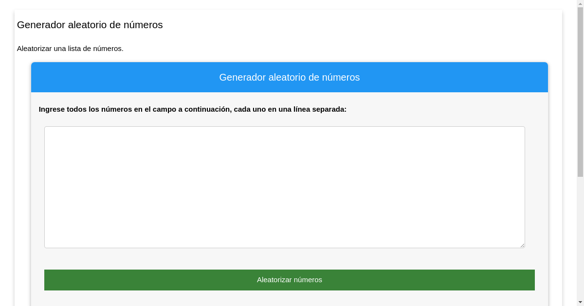 Generador aleatorio de números
