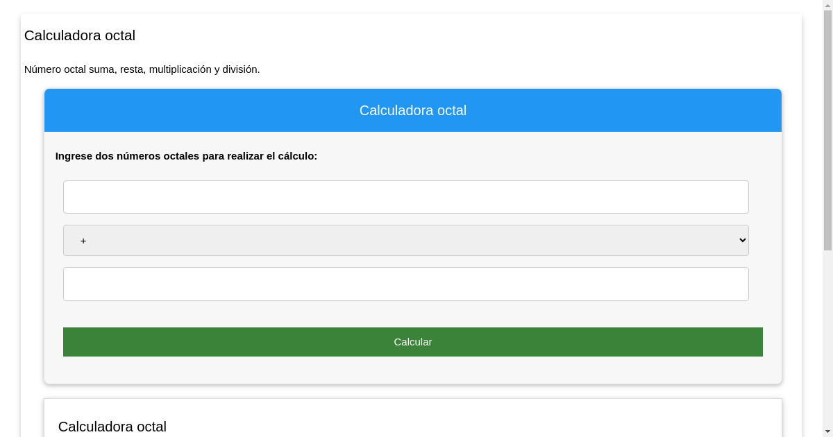 Calculadora Octal - Operaciones Matemáticas en Base 8 con Pasos Visuales