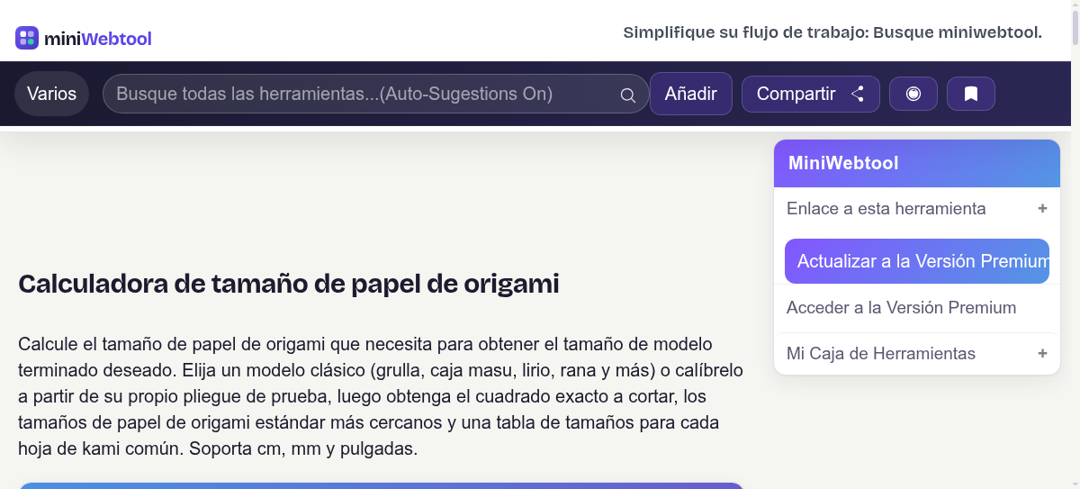 Calculadora de tamaño de papel de origami: qué tamaño de papel para un ...