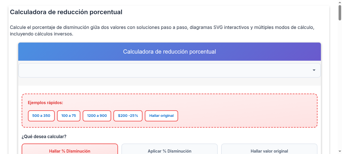 Calculadora de reducción porcentual - Calcule la disminución porcentual ...