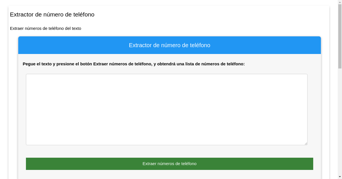 Extractor de números de teléfono en línea para extraer números de ...