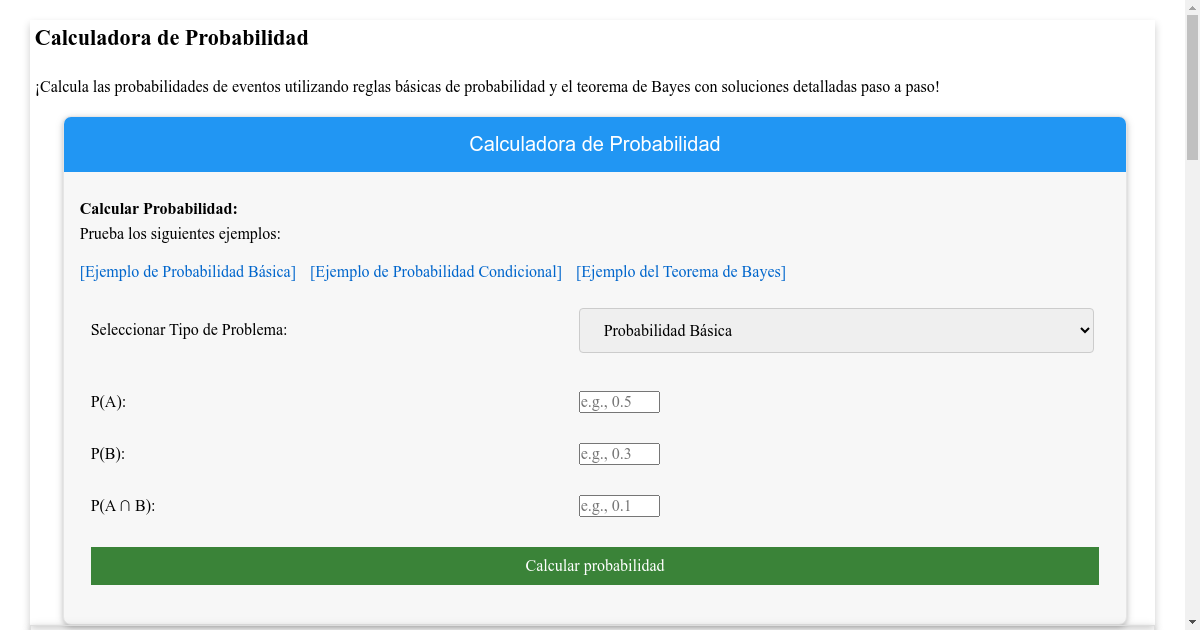 Calculadora de Probabilidad con Soluciones Paso a Paso