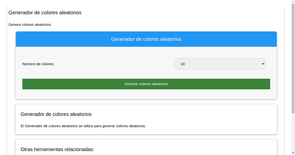 Generador de colores aleatorios - Generar colores aleatorios