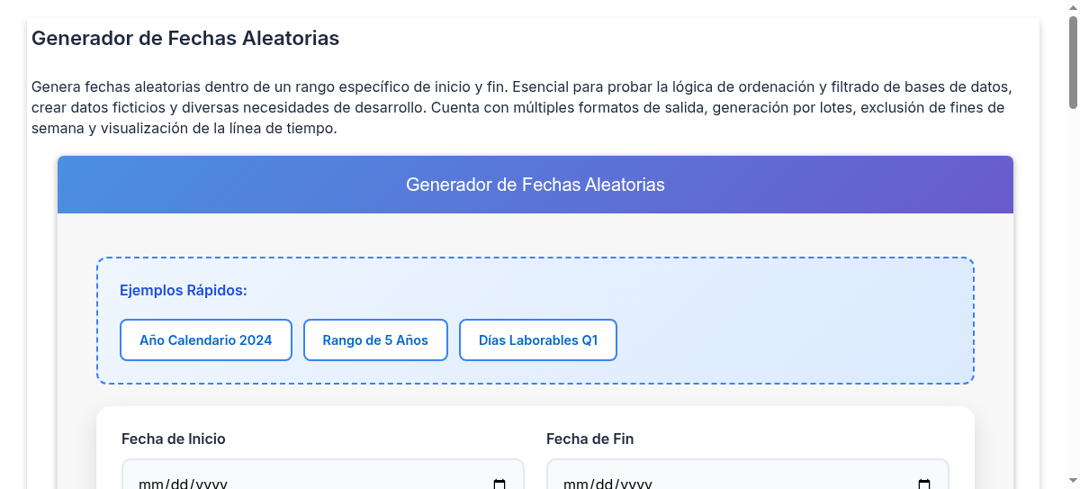 Generador de Fechas Aleatorias - Genera fechas aleatorias en cualquier ...
