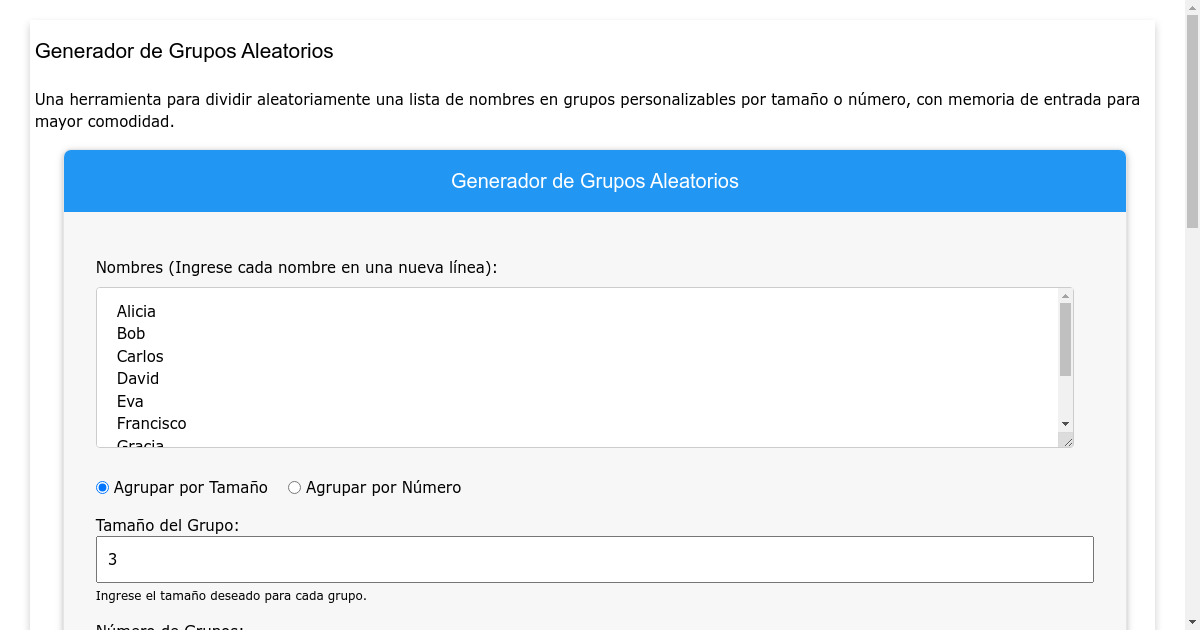 Generador de Grupos Aleatorios