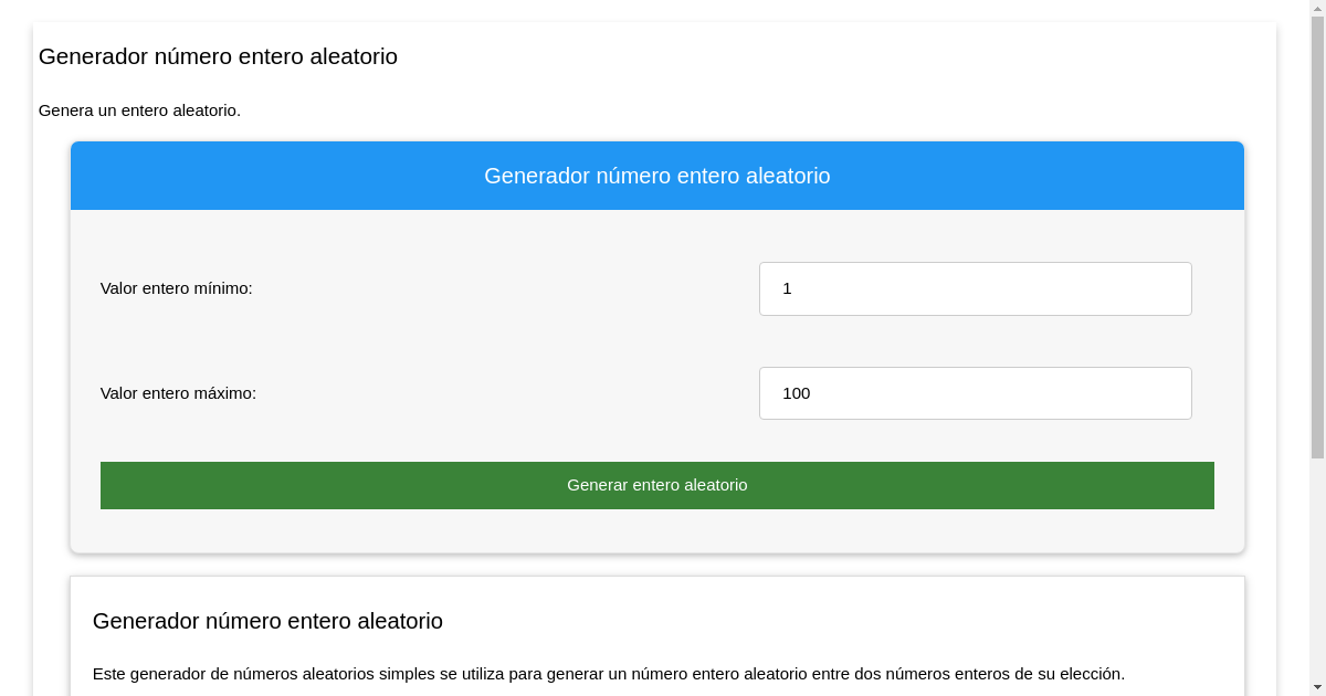 Generador número entero aleatorio - Generar número entero aleatorio ...