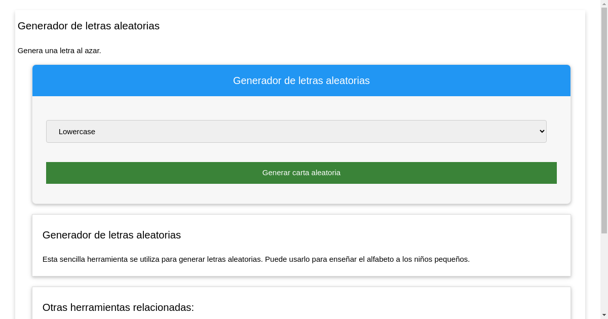 Generador de letras aleatorias - Generar una letra aleatoria