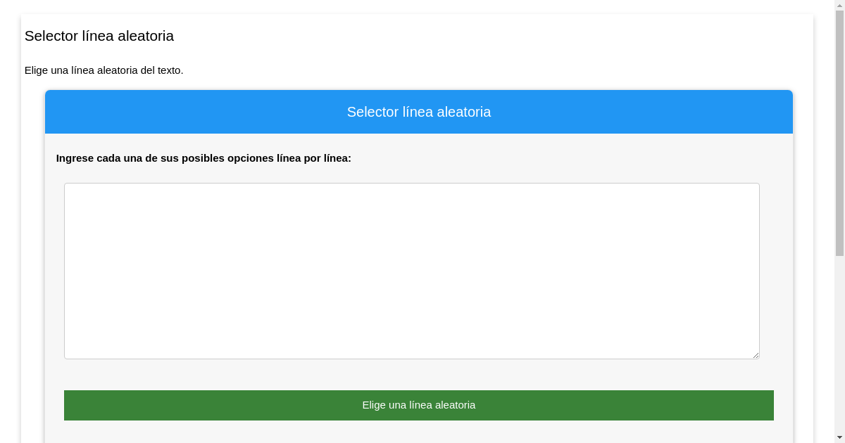 Selector línea aleatoria - Selecciona una línea aleatoria del texto