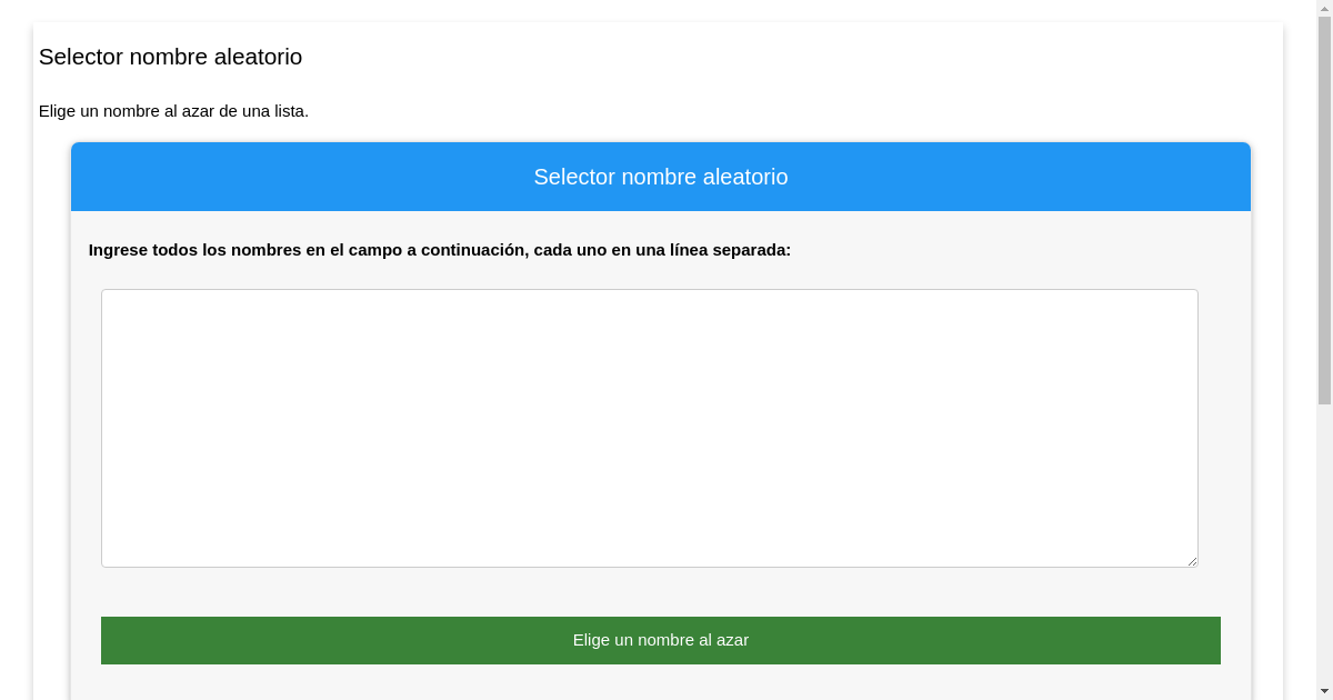 Selector nombre aleatorio - Elige rápidamente un nombre al azar