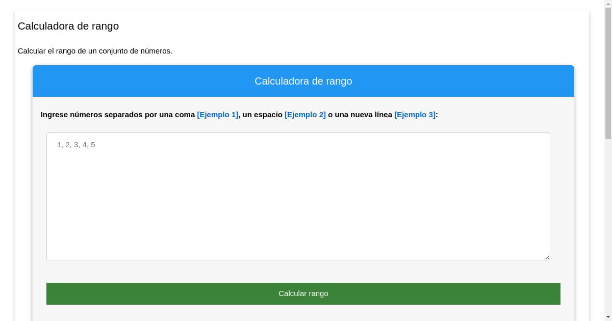 Calculadora de rango