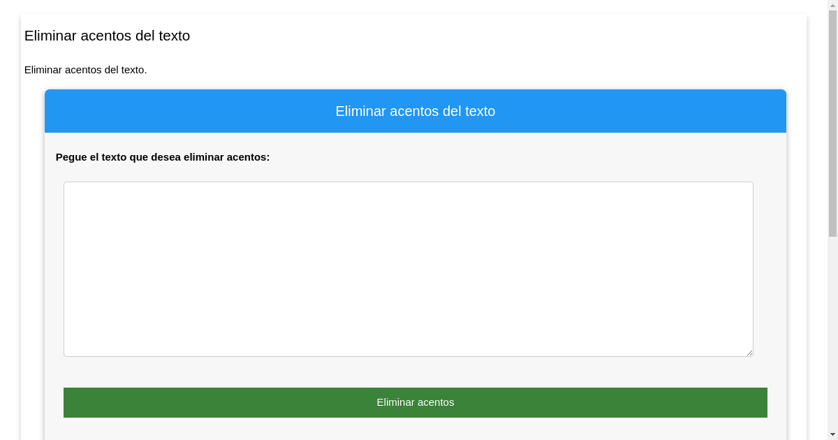 Eliminar acentos del texto - Eliminación de acentos en línea