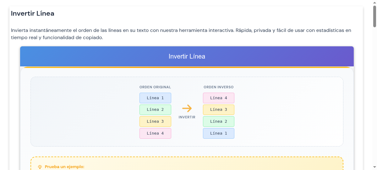 Herramienta gratuita en línea para invertir líneas - Voltee líneas de texto al instante